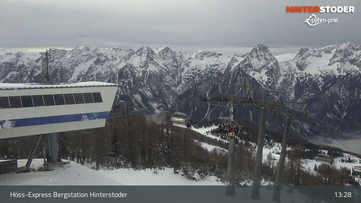 Webcam Hinterstoder: Höss-Express Bergstation 1858 m... • Pyhrn-Priel ...